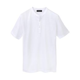 Junghans 1954 Piqu&eacute;-Henley-Shirt, 58 - Wei&szlig;, aus Leinen