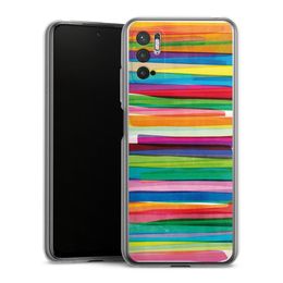 DeinDesign Xiaomi Redmi Note 10 5G Handy Silikon H&uuml;lle Case transparent Handyh&uuml;lle Water Colour Stripes Colourful Silikon Case