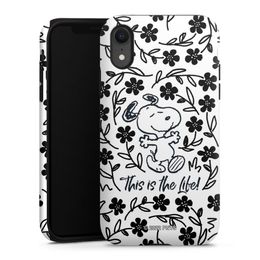 DeinDesign iPhone Xr Handy Panzer Handyh&uuml;lle robuste Outdoor H&uuml;lle Schutzh&uuml;lle matt Peanuts Flowers Snoopy Tough Case