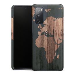 DeinDesign Galaxy S20 FE Handy Premium Case Smartphone Handyh&uuml;lle Schutzh&uuml;lle matt Wooden Look Map World Map Premium Case