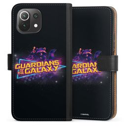 DeinDesign Xiaomi Mi 11 Lite 5G Handy Klapph&uuml;lle Handyh&uuml;lle aus Kunst Leder schwarz Flip Case Guardians Of The Galaxy Marvel Logo Sideflip mit langer Lasche