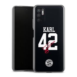 DeinDesign Xiaomi Redmi Note 10 5G Handy Silikon H&uuml;lle Case transparent Handyh&uuml;lle Merchandise Fc Bayern M&uuml;nchen Lennart Karl Silikon Case