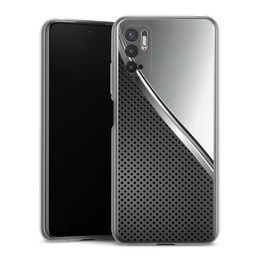 DeinDesign Xiaomi Redmi Note 10 5G Handy Silikon H&uuml;lle Case transparent Handyh&uuml;lle Steel Metall Carbon Silikon Case
