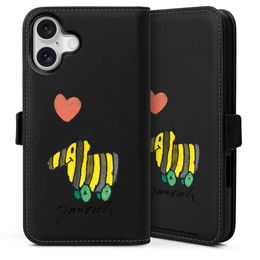 DeinDesign iPhone 16 Plus Handy Klapph&uuml;lle Handyh&uuml;lle aus Kunst Leder schwarz Flip Case Children Children'S Book Janosch Sideflip mit Lasche