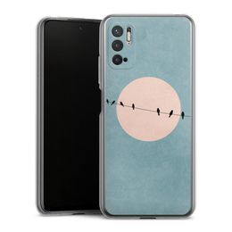 DeinDesign Xiaomi Redmi Note 10 5G Handy Silikon H&uuml;lle Case transparent Handyh&uuml;lle Bird Turquoise Moon Silikon Case