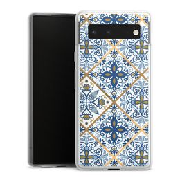DeinDesign Google Pixel 6 Handy Silikon H&uuml;lle Case transparent Handyh&uuml;lle Mandala Retro Mosaic Silikon Case