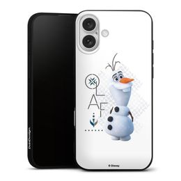 DeinDesign iPhone 16 Plus Handy Premium Silikon H&uuml;lle Handyh&uuml;lle schwarz Case Frozen Olaf Disney Frozen 2 Silikon Premium Case
