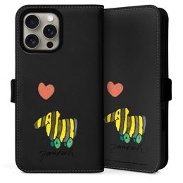 DeinDesign iPhone 16 Pro Handy Klapph&uuml;lle Handyh&uuml;lle aus Kunst Leder schwarz Flip Case Children Children'S Book Janosch Sideflip mit Lasche