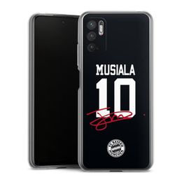 DeinDesign Xiaomi Redmi Note 10 5G Handy Silikon H&uuml;lle Case transparent Handyh&uuml;lle Jamal Musiala Fcb Fc Bayern M&uuml;nchen Silikon Case