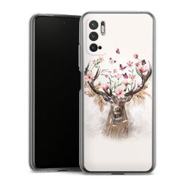 DeinDesign Xiaomi Redmi Note 10 5G Handy Silikon H&uuml;lle Case transparent Handyh&uuml;lle Deer Flowers Animals Silikon Case