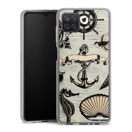 DeinDesign Galaxy A12 Handy Silikon H&uuml;lle Case transparent Handyh&uuml;lle Sailor Anchor Maritim Silikon Case