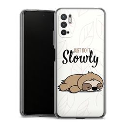 DeinDesign Xiaomi Redmi Note 10 5G Handy Silikon H&uuml;lle Case transparent Handyh&uuml;lle Animals Sloth Lazy Sunday Silikon Case