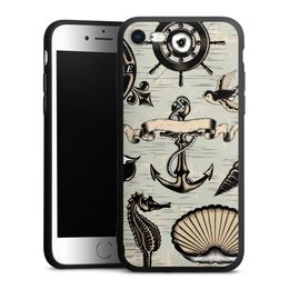 DeinDesign iPhone SE (2020) Handy Premium Silikon H&uuml;lle Handyh&uuml;lle schwarz Case Sailor Anchor Maritim Silikon Premium Case