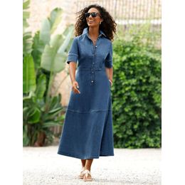 Heine Damen Denim-Kleid, Blau, Gr. 46, Maxikleider, Material: Baumwolle