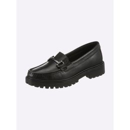 Heine Damen Slipper, Schwarz, Gr. 39, Mokassins & Slippers, Material: Rindsleder