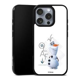 DeinDesign iPhone 16 Pro Handy Silikon H&uuml;lle Case schwarz Handyh&uuml;lle Frozen Olaf Disney Frozen 2