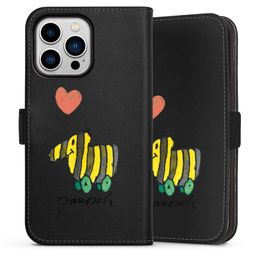 DeinDesign iPhone 13 Pro Handy Klapph&uuml;lle Handyh&uuml;lle aus Kunst Leder schwarz Flip Case Children Children'S Book Janosch Sideflip mit Lasche