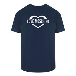 Love Moschino Love Logo Marineblaues T-shirt