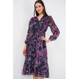 V-Ausschnitt Midi-Kleid mit Knopfverschluss