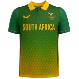 Castore S&uuml;dafrika Herren gr&uuml;nes Cricket Poloshirt