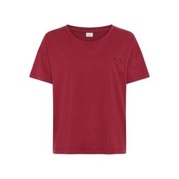 s.Oliver T-Shirt rot Gr. 44/46 f&uuml;r Damen. Rundhals und Print. Basic. Nachhaltig.