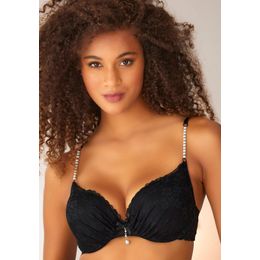 Lascana Damen Push-up-BH, Schwarz, Gr. 80C, Push-Up-BHs, Material: Polyamid
