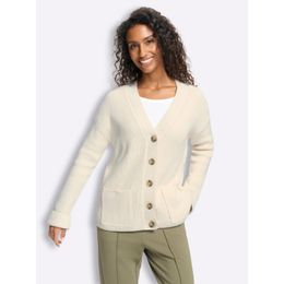 Heine Damen Strickjacke, Natur, Gr. 50, Basic Strickjacken, 100% Baumwolle