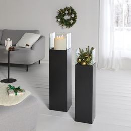 Windlicht-S&auml;ule "Modern Black", 2er Set