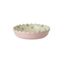Rice Runde Auflaufform Kuchenform Small Rosa und Creme mit gr&uuml;nen Punkten - &Oslash; 25 cm skandinavische Deko Online Shop