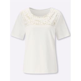 Classic Basics Damen T-Shirt "Kurzarm-Shirt"ecru, sand, Gr. 52, gebl&uuml;mt, gemustert, mehrfarbig, unifarben, 100% Baumwolle, Shirts