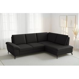 Sit & More Ecksofa SIT & MORE, B:249cm H:89cm T:190cmschwarz, Wohnzimmer, Sofas, "Chelsea Leder L-Form, B:249 cm, inkl. Armteil- & Sitztiefenverstellung",
