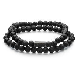 True Rebels Herren Armband "Set: TR307", 21, Edelstahl, schwarz, Edelstahl, Armb&auml;nder, mit Lavastein