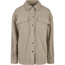 Urban Classics Damen Hemdbluse "Urban Classics Damen Ladies Classic Overshirt", beige, Gr. XXL, 88% Polyester, 10% Viskose, 2% Elasthan, Blusen