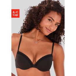 Vivance Damen Push-up-BH, Gr. 80, schwarz, Trikot, Obermaterial: 69% Baumwolle, 16% Polyester, 9% Polyamid, 6% Elasthan, Basic, BHs, mit B&uuml;gel aus
