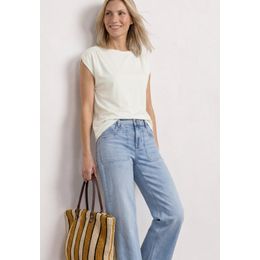 Street One Damen Shirttopsanftes wei&szlig;, Gr. 46, unifarben, Jersey, Obermaterial: 50% Baumwolle, 50% Modal, Tops, Sommershirt mit Raffung