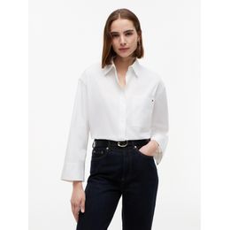 Tommy Hilfiger Damen Hemdbluse "MODERN REG POPLIN LS SHIRT"th optic wei&szlig;, Gr. 46, unifarben, Web, Obermaterial: 100% Baumwolle, Blusen, Baumwolle,