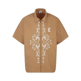 Karl Kani Herren Langarmhemd "Karl Kani Herren KM241-009-1 Karl Kani Og Ornament Woven Shirt"sand, Gr. M, 100% Baumwolle, Hemden