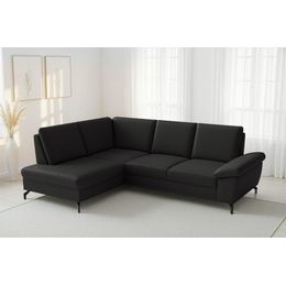 Sit & More Ecksofa SIT & MORE, B:249cm H:89cm T:190cmschwarz, Wohnzimmer, Sofas, "Chelsea Leder L-Form, B:249 cm, inkl. Armteil- & Sitztiefenverstellung",