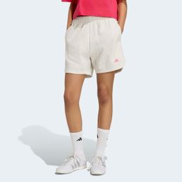 Damen Shorts "3-STREIFEN STUDIO FLEECE, LOCKER GESCHNITTEN", beige, Gr. L, adidas Sportswear, Obermaterial: 70% Baumwolle, 30% Polyester, Hosen, f&uuml;r