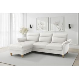 Sit & More Ecksofa SIT & MORE, B:230cm H:90cm T:164cmreinwei&szlig;, Wohnzimmer, Sofas, "Pamela L-Form, Leder, B: 218 und 230 cm", optional Armteilverstellung,