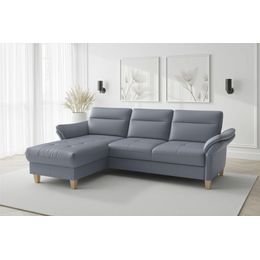 Sit & More Ecksofa SIT & MORE, B:230cm H:90cm T:164cmgraublau, Wohnzimmer, Sofas, "Pamela L-Form, Leder, B: 218 und 230 cm", optional Armteilverstellung,