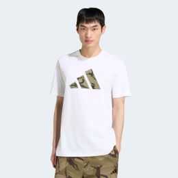 Herren T-Shirt "CAMO 3-BALKEN GRAFIK"wei&szlig;, Gr. M, adidas Sportswear, Obermaterial: 100% Baumwolle, Shirts, mit Rundhalsausschnitt, ohne Verschluss,