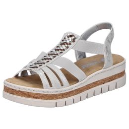 Rieker Damen Keilsandalette, Gr. 38silberfarben, Lederimitat, metallic, Schuhe, Keilsandalette, Plateausandale, Sommerschuh in Metallic-Optik