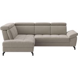 Sit & More Ecksofa SIT & MORE, B:254cm H:84cm T:197cmstone, 100% Polyester, Wohnzimmer, Sofas, "Vanity; L-Form, B. 254 cm", Inkl.Sitz-,Kopf-und