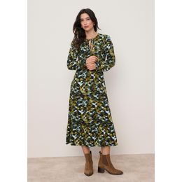 Tamaris Damen Midikleid "aus Jersey, mit figurumspielender Passform, wadenlang"gr&uuml;n, schwarz gemustert, Gr. 34, gemustert, Jersey, Obermaterial: 95%