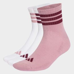 Damen Sportsocken "3-STREIFEN SPORTSWEAR D&Auml;MPFENDE HALBHOHE, 3 PAAR", adidas Performance, Gr. Swei&szlig;, magic mauve, maroon, Obermaterial: 58%