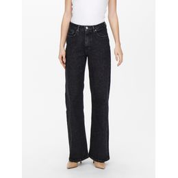 Only Damen High-waist-Jeans "ONLJUICY HW WIDE LEG REA244"schwarz denim, Gr. 29, unifarben, Denim/Jeans, Obermaterial: 99% Baumwolle, 1% Elasthan,