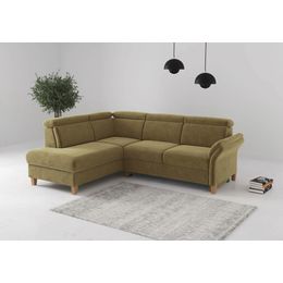 Ecksofa OTTO HOME, B:247cm H:84cm T:193cmolive, 100% Polyester, Wohnzimmer, Sofas, "Glendale, L-Form", inkl. Kopfteilverstellung, wahlweise mit