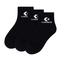 Converse Damen Socken "CHU 3PK LIGHTWEIGHT COTTON QTR", Gr. Sschwarz, Obermaterial: 60% Baumwolle, 36% Polyester, 4% Elasthan, Socken, f&uuml;r sportive