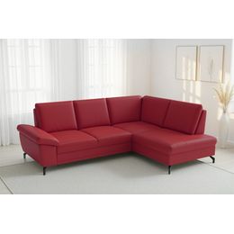 Sit & More Ecksofa SIT & MORE, B:249cm H:89cm T:190cmfeuerrot, Wohnzimmer, Sofas, "Chelsea Leder L-Form, B:249 cm, inkl. Armteil- & Sitztiefenverstellung",